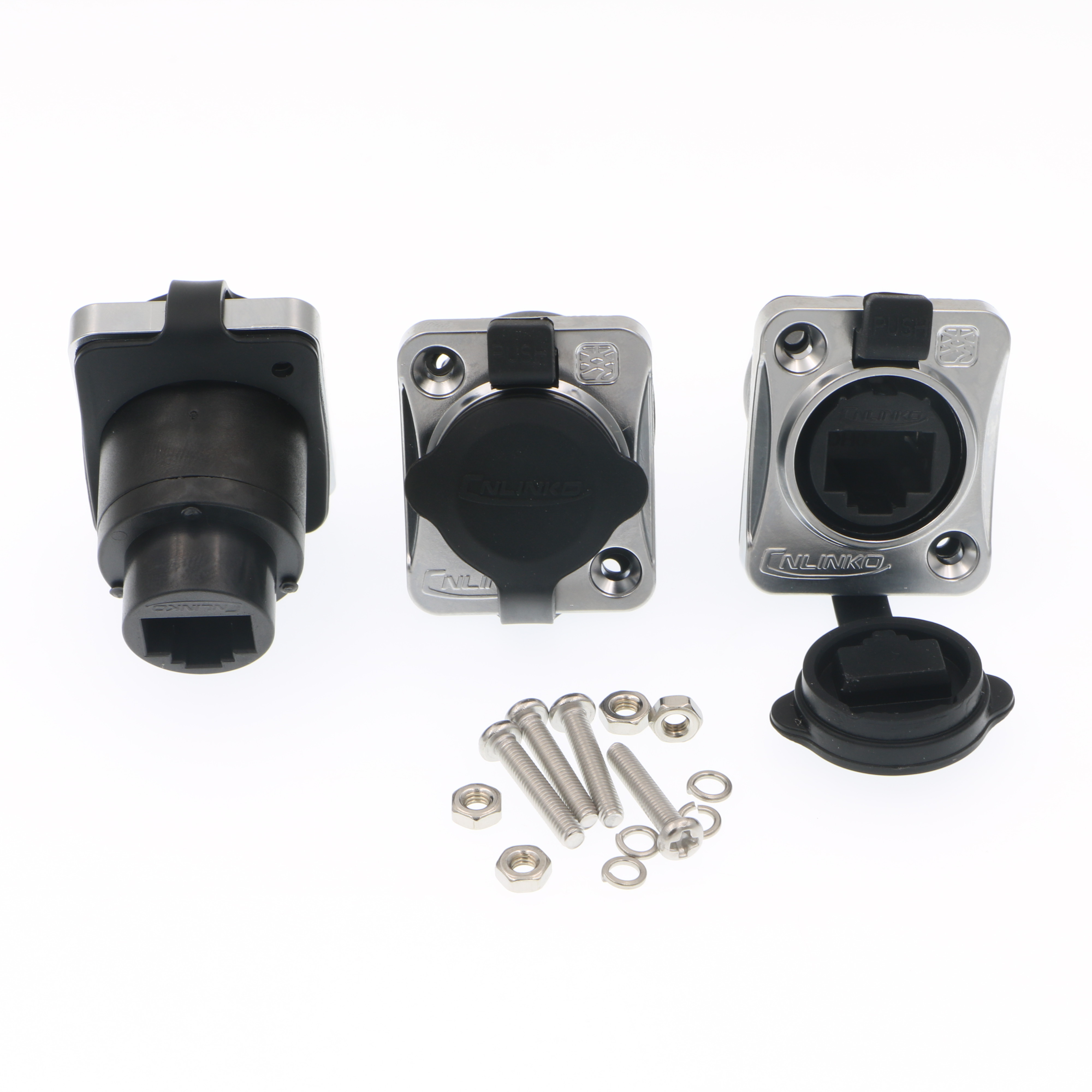 3Pcs RJ45 Waterproof Sockets IP65 Ethernet Panel Mount RJ45 Connector Black 3Pcs RJ45 Waterproof Sockets IP65 Ethernet Panel Mount RJ45 Connector Black