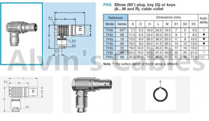 FHG 0B 90 Degree Elbow Lemo Connector Push Pull Connector IP50 Protection