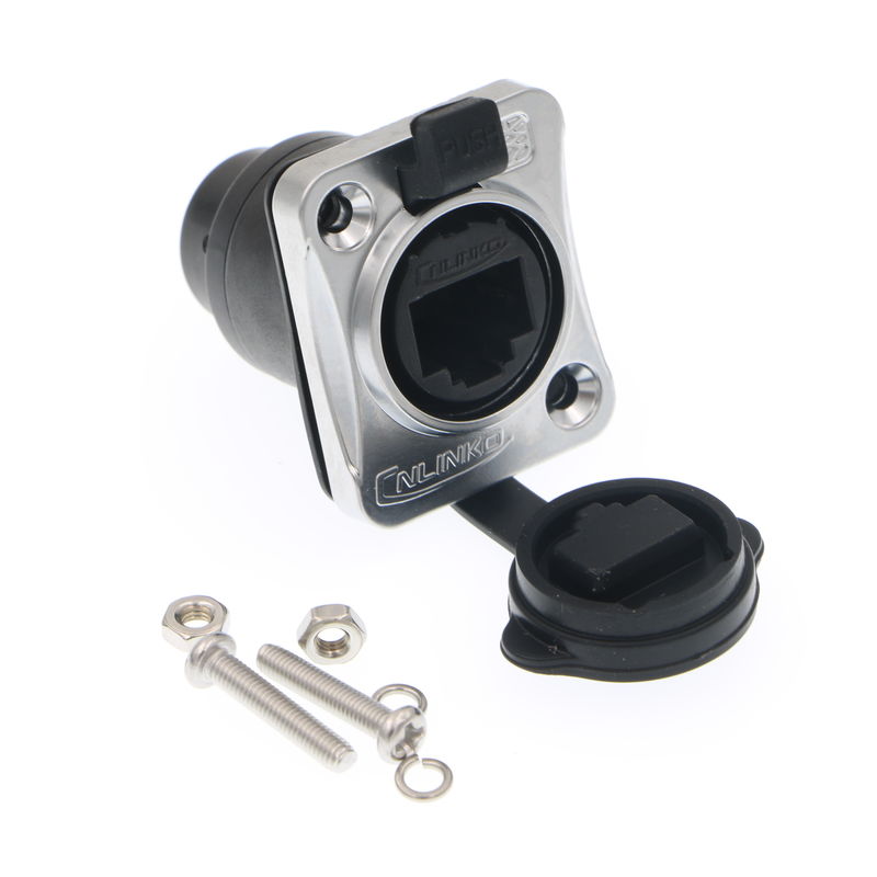 3Pcs RJ45 Waterproof Sockets IP65 Ethernet Panel Mount RJ45 Connector Black